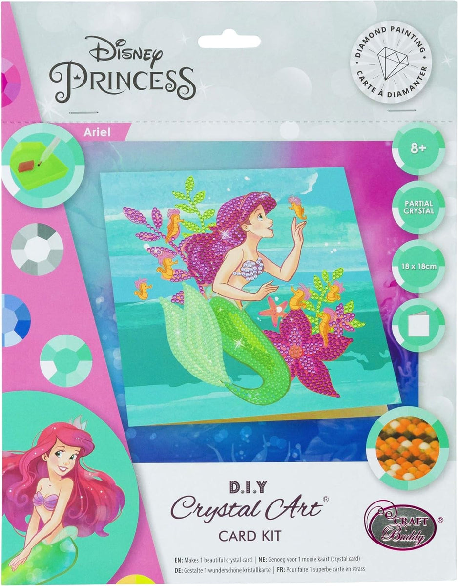 CRAFT BUDDY CCK-DNY803 CRYSTAL ART DISNEY PRINCESS ARIEL CARD KIT ...