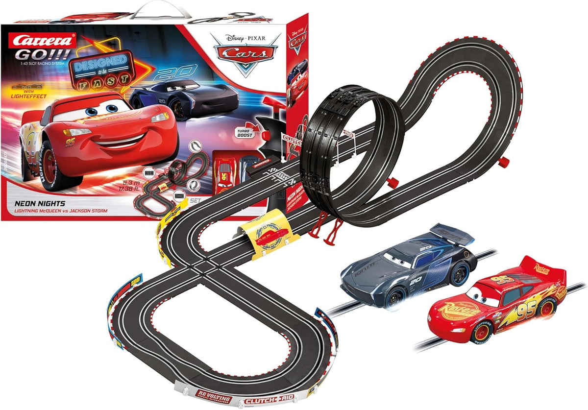 CARRERA GO! DISNEY CARS 1:43 SCALE NEON LIGHTS SLOT CAR RACE TRACK ...